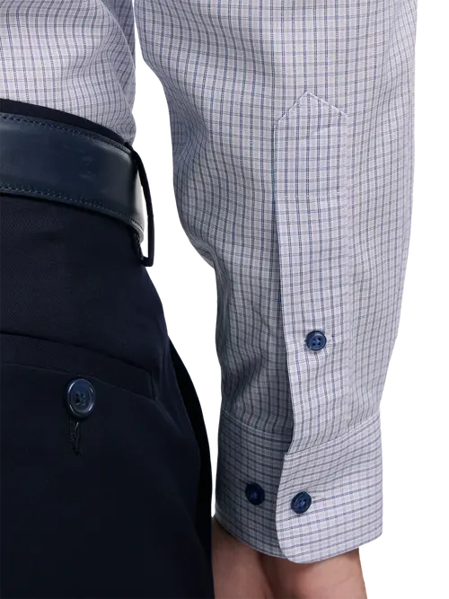 PAUL FREDRICK Cotton Buttondown Collar Pinpoint Classic Contrast Trim Button Cuff Long Sleeve