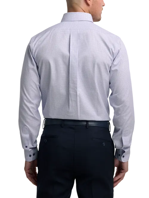 PAUL FREDRICK Cotton Buttondown Collar Pinpoint Classic Contrast Trim Button Cuff Long Sleeve