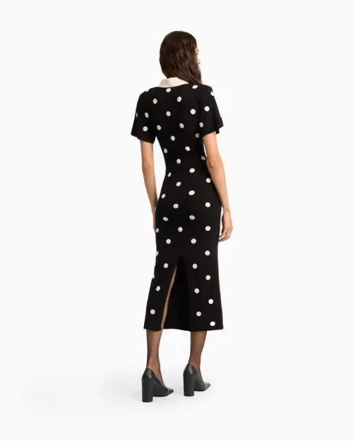 DODIEE Devon Polka Dot Midi Dress In Noir