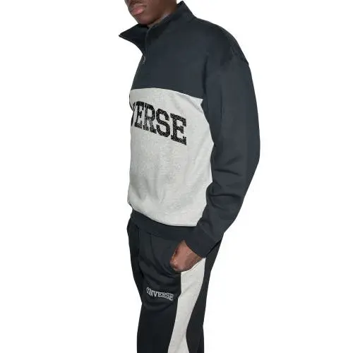 CONVERSE Color Block Half Zip Sweatshirt - Converse Black Multi