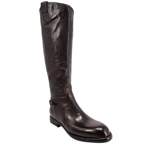 MADISON MAISON Leather Side Zip Knee High Boot - Brown
