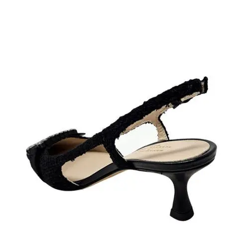 MADISON MAISON Crystal-embellished Buckle Slingback Pumps - Black