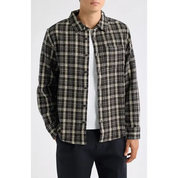 CORRIDOR Spacerock Long Sleeve Plaid Cotton Shirt - Blk