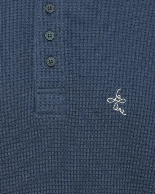 LE PERE Long Sleeve Waffle Henley