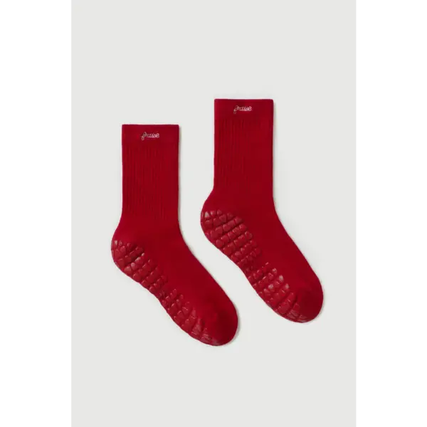FRAISE Script Grip Socks - Cherry
