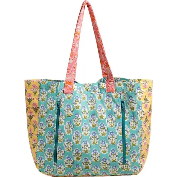 ZSA ZSA ZSU Rajpath Block Printed Cotton Tote Bag - Blue