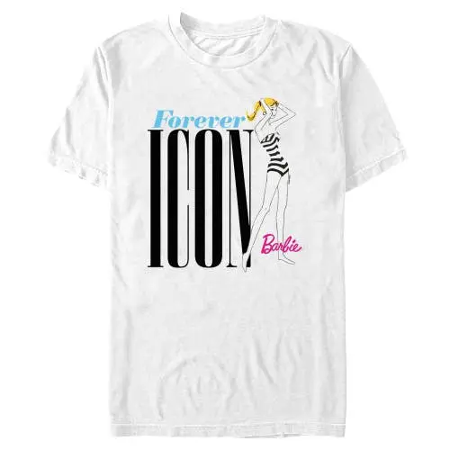 BARBIE Striped Swimsuit Forever Icon Short Sleeve Graphic T-shirt - White