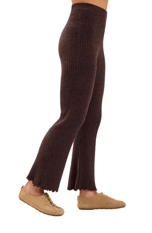 Barefoot Dreams Petal Edge Rib Ankle Pants - Umber