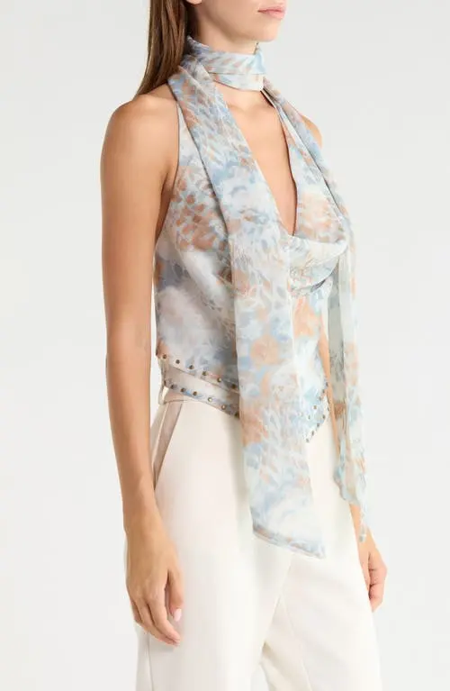KITTENISH Stud Trimmed Chiffon Top