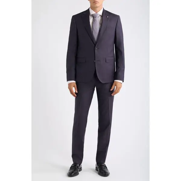 JACK VICTOR Esprit Contemporary Fit Dark Purple Mélange Super 130s Wool Suit - Dark Grape