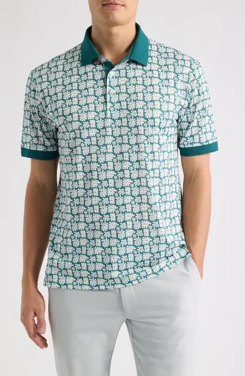 SWANNIES Sun Floral Piqué Performance Golf Polo - Atlantic Deep