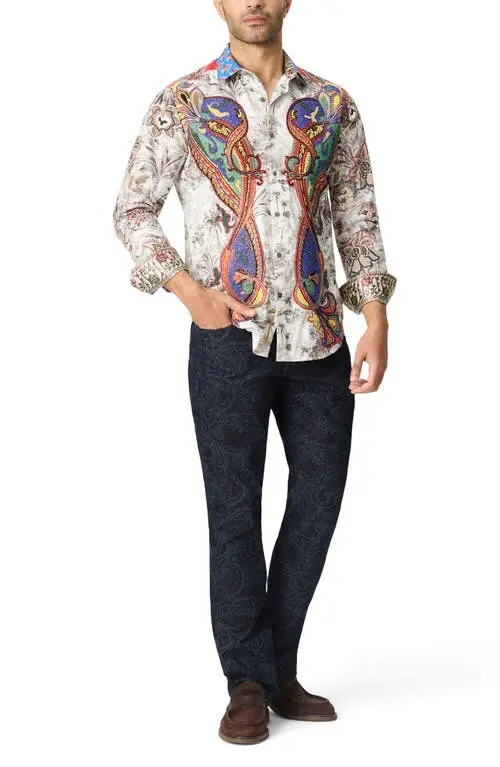 Robert Graham Barnton Paisley Jacquard Straight Leg Jeans