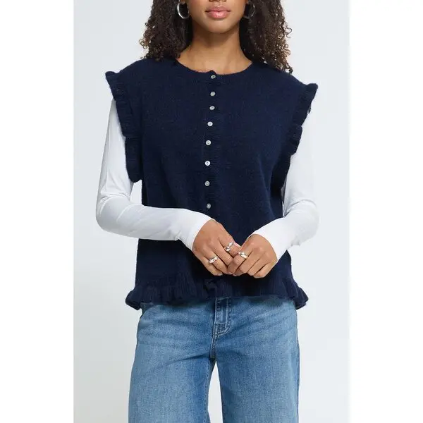 ICHI Ihprovoke Ruffled Sweater Vest