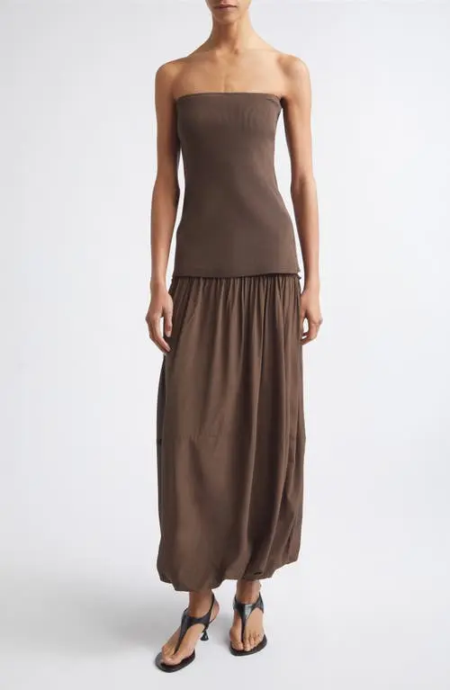 ST. AGNI Strapless Balloon Hem Dress - Cedar