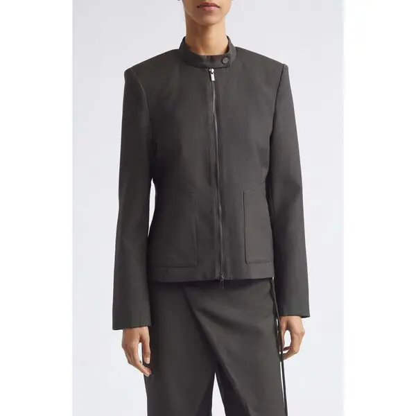 ST. AGNI Wool Blend Moto Jacket - Umber