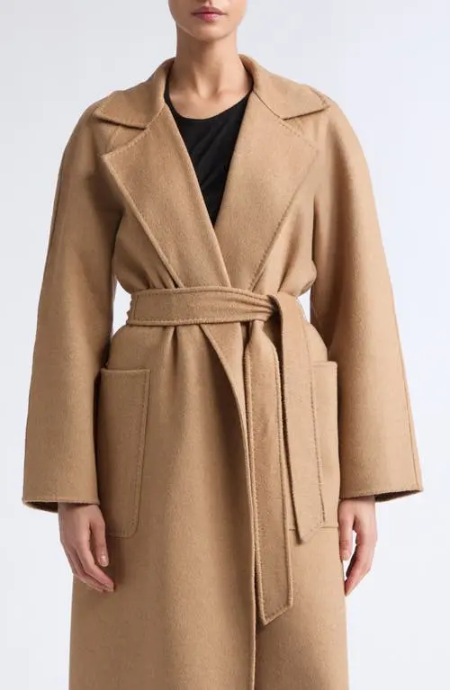 Max Mara Wool Tie Waist Coat - Camel