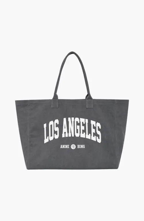 ANINE BING Leo Los Angeles University Canvas Tote - Washed Grey