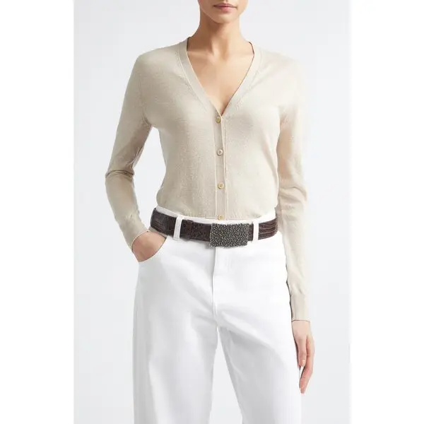 Eleventy V-neck Cardigan - Sand