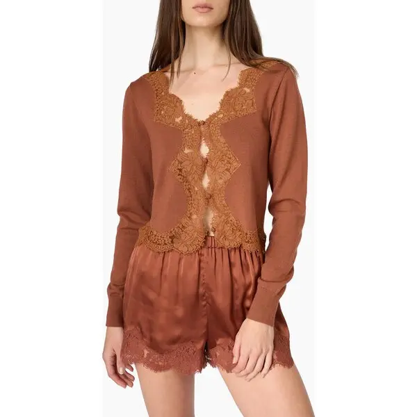 Cami Nyc Sanders Lace Trim Cardigan - Affogato