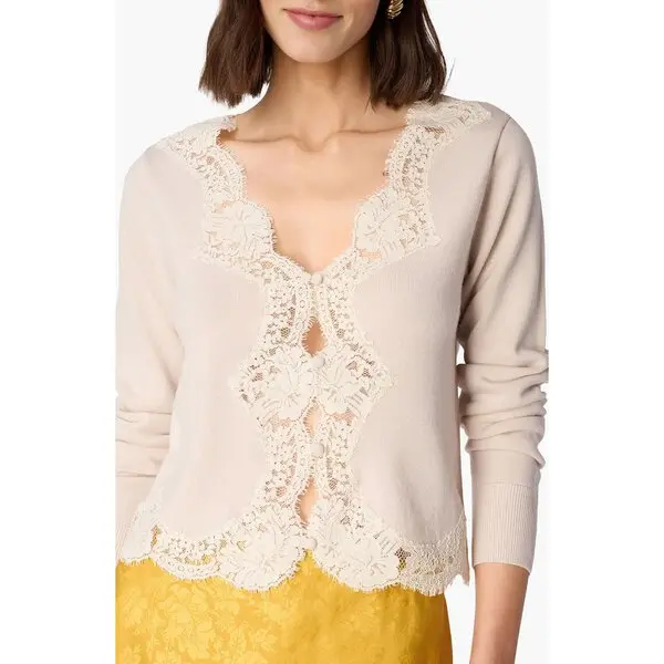 Cami Nyc Sanders Lace Trim Cardigan - Oat