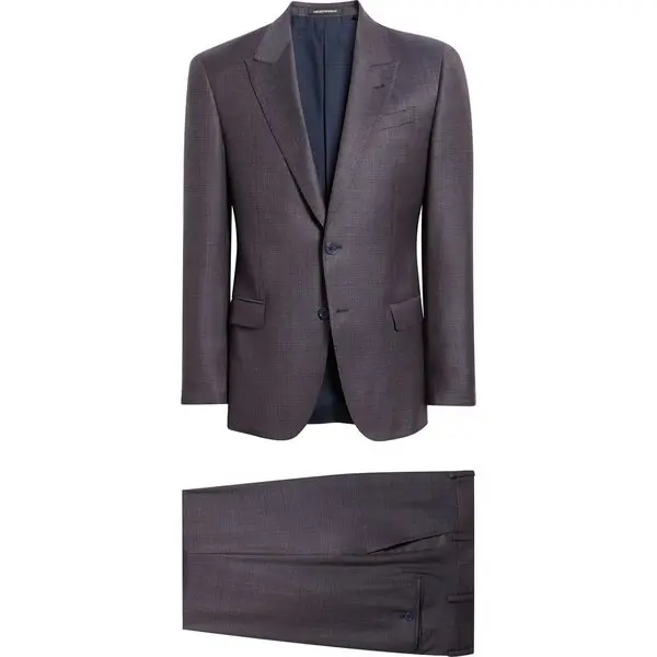 Emporio Armani G-line Purple Mélange Peak Lapel Virgin Wool Suit - Medium Purple