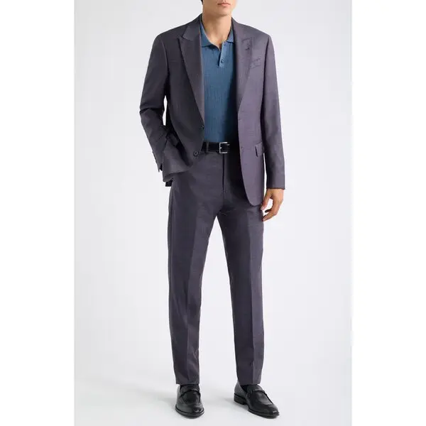 Emporio Armani G-line Purple Mélange Peak Lapel Virgin Wool Suit - Medium Purple