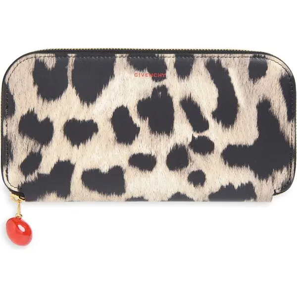 Givenchy Lucky Charms Printed Leather Zip Wallet - Black/beige