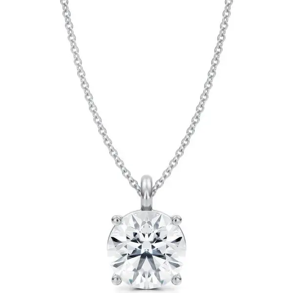 ALLUREZ Round Solitaire Lab Diamond Pendant Necklace In 14k 3.00ct - White Gold