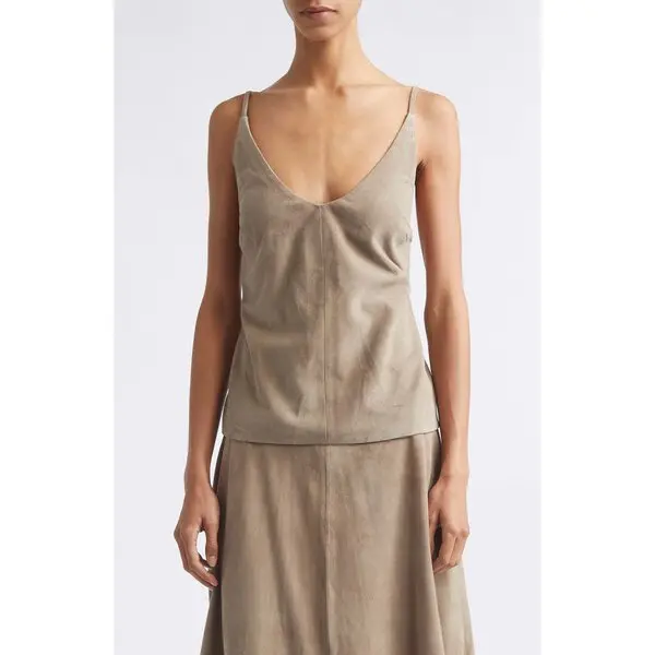 ST. AGNI Low Back Suede Tie Top - Earth