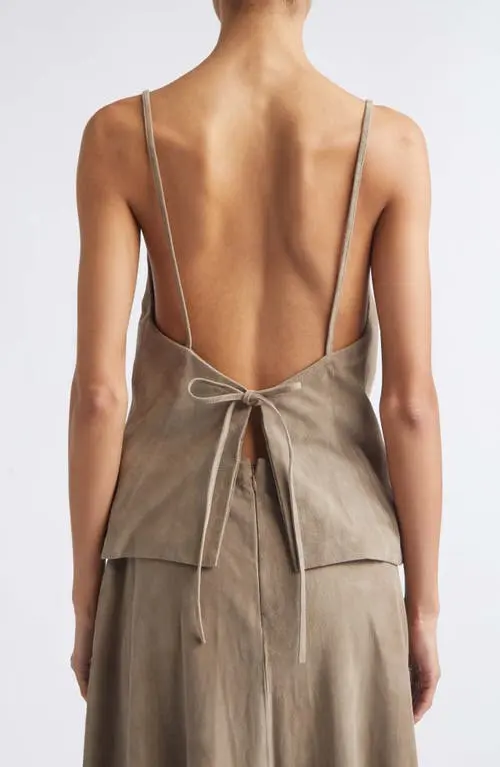 ST. AGNI Low Back Suede Tie Top