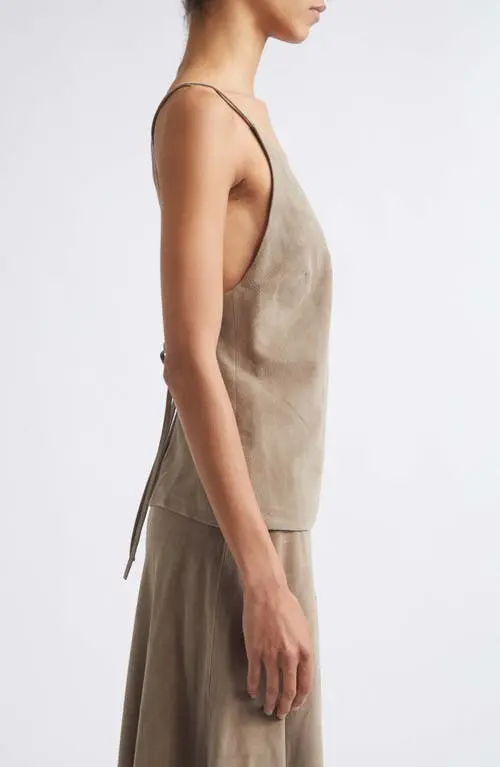 ST. AGNI Low Back Suede Tie Top