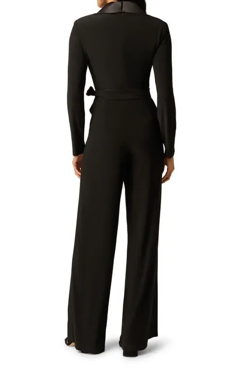 Adrianna Papell Satin Lapel Tuxedo Jumpsuit
