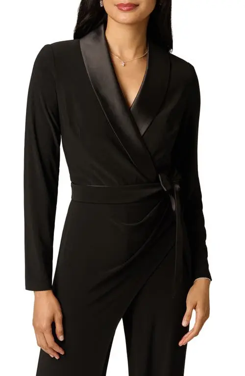 Adrianna Papell Satin Lapel Tuxedo Jumpsuit