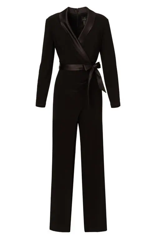 Adrianna Papell Satin Lapel Tuxedo Jumpsuit