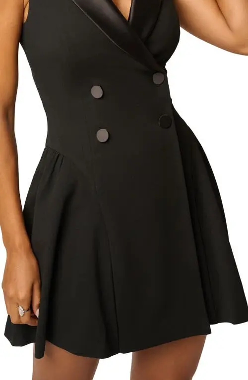 Adrianna Papell Tuxedo Fit & Flare Dress - Black
