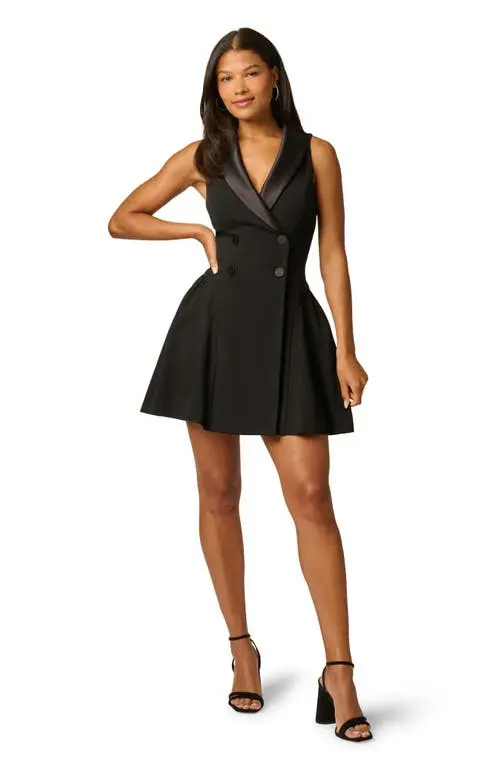 Adrianna Papell Tuxedo Fit & Flare Dress - Black