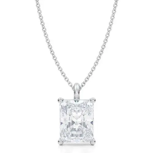 ALLUREZ Radiant Solitaire Lab Diamond Pendant Necklace 14k 3.50ct - White Gold