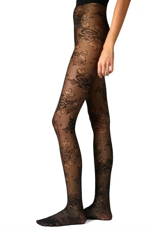 STEMS Maegaux Rose Sheer Tights - Black