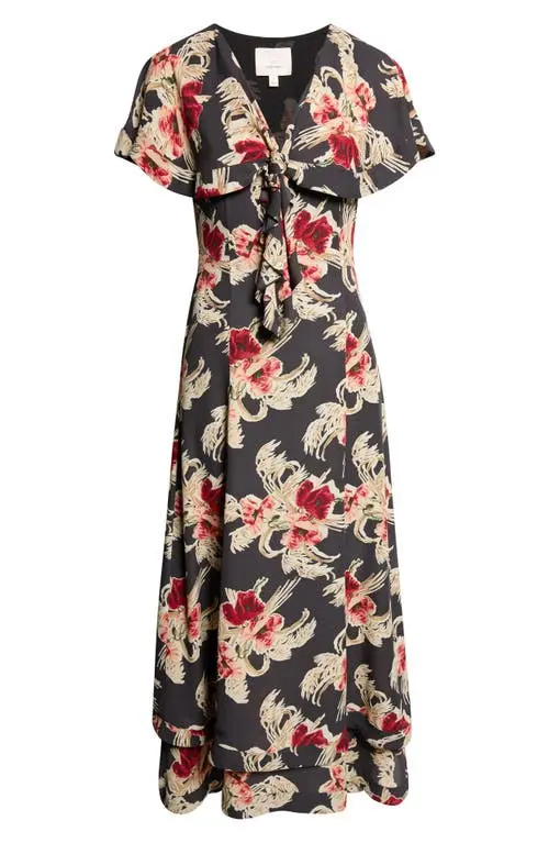Cinq À Sept Antonetta Floral Tiered Midi Dress