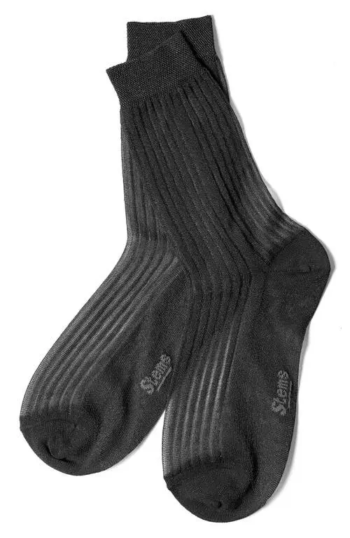 STEMS Metallic Rib Crew Socks - Black