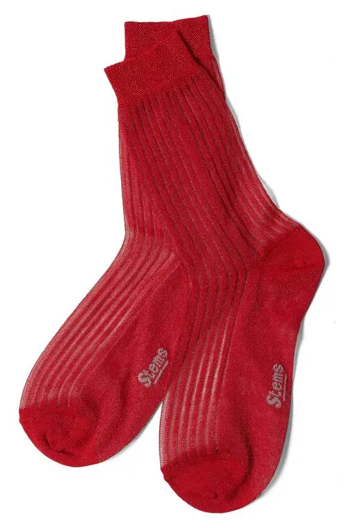 STEMS Metallic Rib Crew Socks - Red