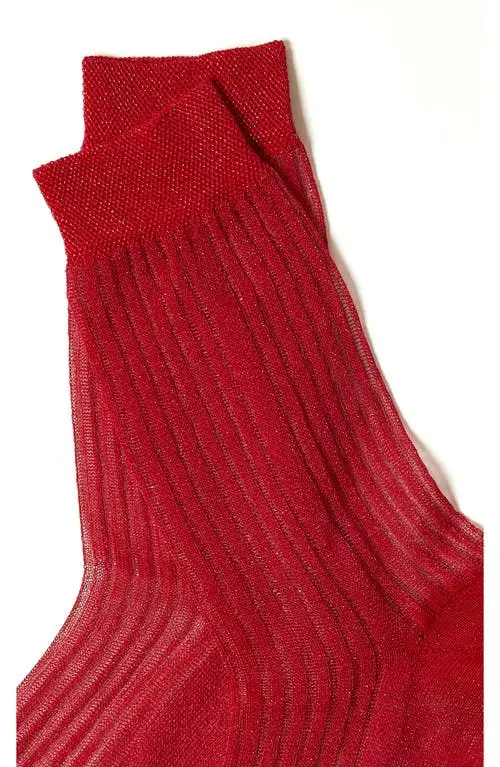 STEMS Metallic Rib Crew Socks - Red