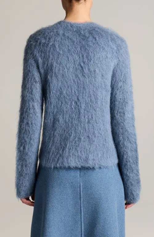 Vince Brushed Alpaca Crewneck Sweater - Blue Slate