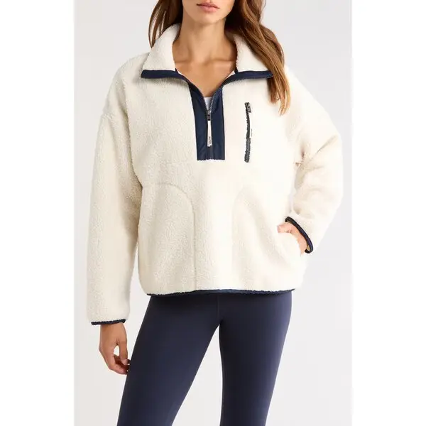 Splits59 Reese Half-zip Fleece Pullover - Creme/indigo