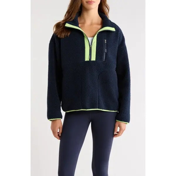 Splits59 Reese Half-zip Fleece Pullover - Indigo/limeade