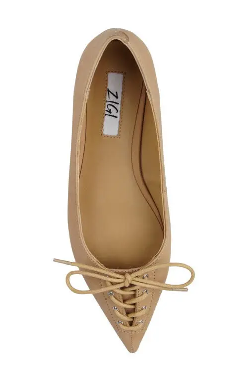 ZIGI Arreza Lace-up Pointed Toe Flat - Natural