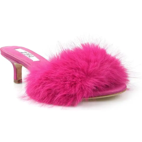 ZIGI Faux Fur Kitten Heel Sandal - Fuchsia