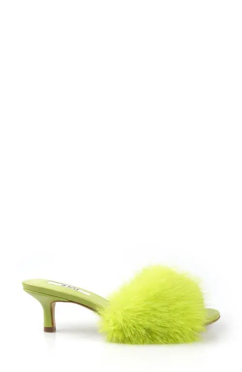 ZIGI Faux Fur Kitten Heel Sandal - Light Green