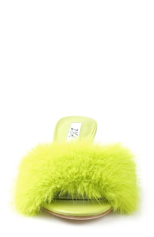ZIGI Faux Fur Kitten Heel Sandal - Light Green