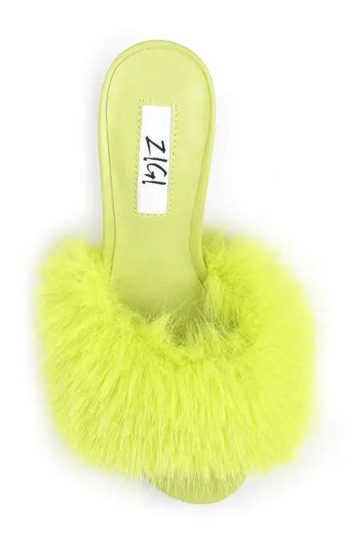 ZIGI Faux Fur Kitten Heel Sandal - Light Green